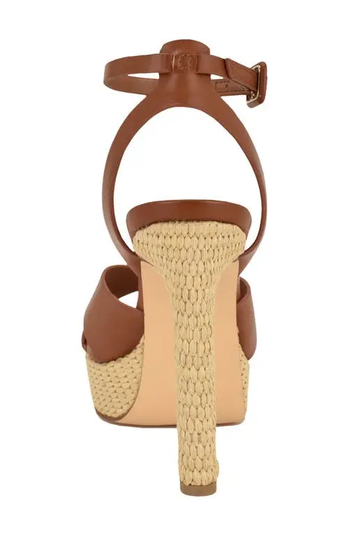 Nine West Platform Sandal With Ankle Strap - Medium Brown